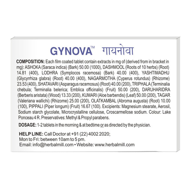 GYNOVA TABLETS | Remedy for Menstrual Disorders & Infertility ...